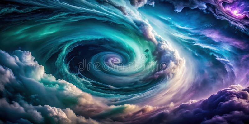 Celestial Vortex a Whirlwind of Hues and Clouds in a Dreamlike ...