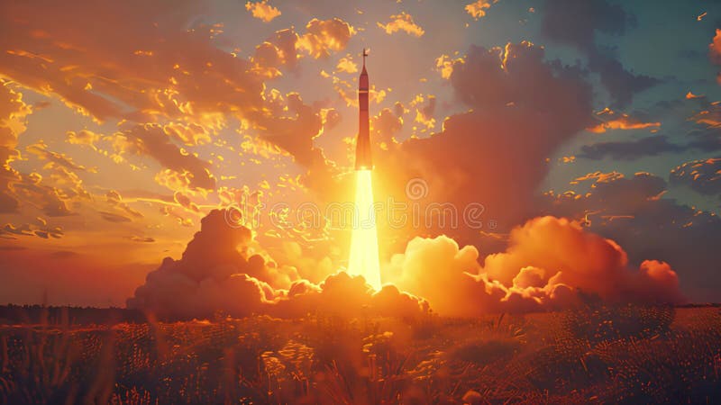 Celestial Voyage: Rocket Animation Launching into Infinite Space. Stock ...