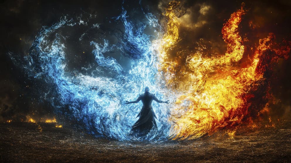 Celestial Warrior Commanding Elemental Forces Vast Open Field Digital ...