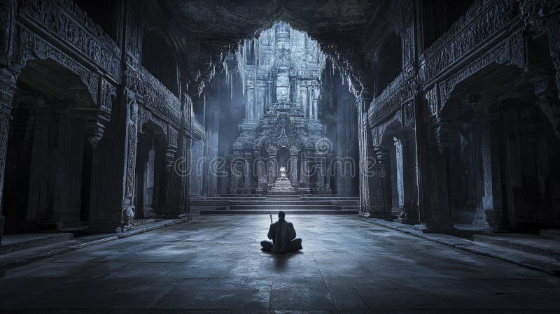 Celestial Warrior Training Shadowy Temple Digital Art Mystical ...