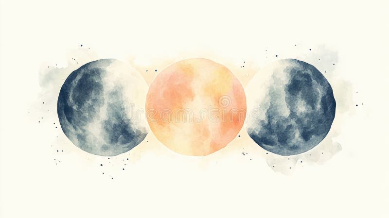 Celestial Watercolor Artwork Showcasing Moon Phases Soft Gradient ...