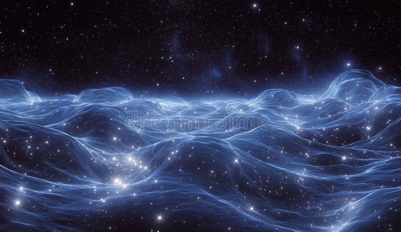 Celestial Waves: a Digital Landscape of Glowing Nebula and Starlight ...