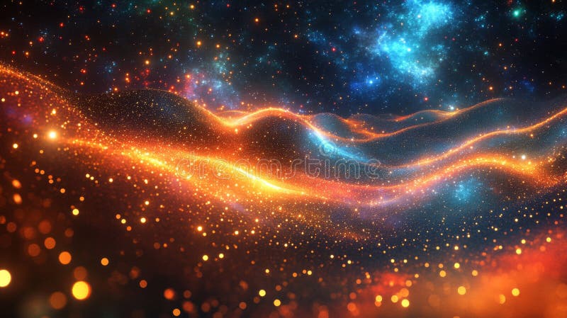 Celestial Waves of Sparkling Cosmic Dust and Nebulae Stock Illustration ...