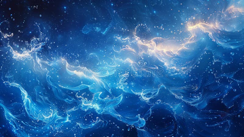 Celestial Waves in a Starry Ocean - Generative Ai Stock Illustration ...