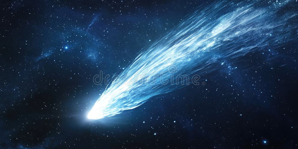 A Celestial White Comet Streaking Across the Night Sky for Cosmic ...