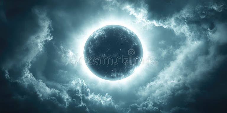 A Celestial White Eclipse Surrounded by a Halo of Light for Mystical ...