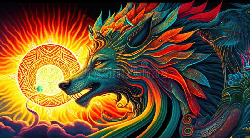 Celestial Wolf, Vision, Protector, Spirit, Tribal Style, Imaginary ...