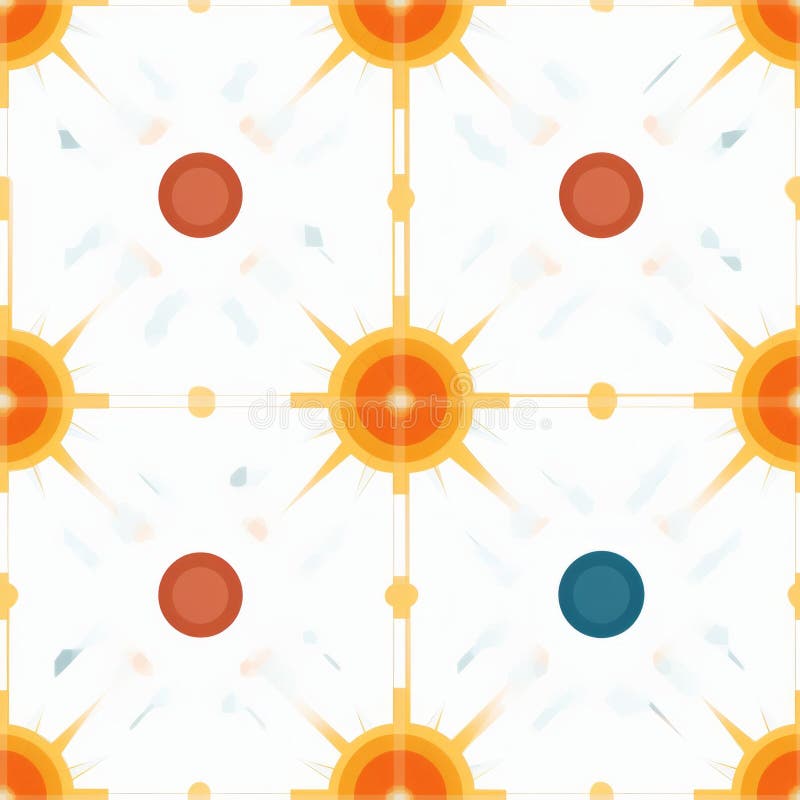 Celestialpunk Tile Design with Solar Cross on White Background Stock ...