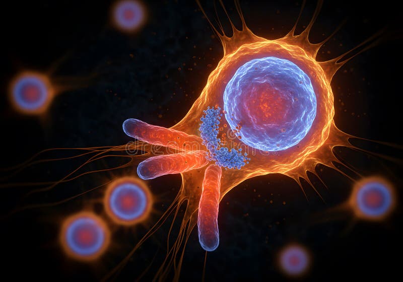 Cell Bacteria Interaction Illustration Stock Illustration ...