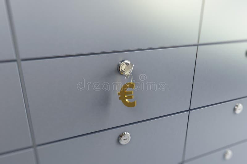 Cell in the Bank Key Chain on the Keys Sign Euro Stock Illustration ...