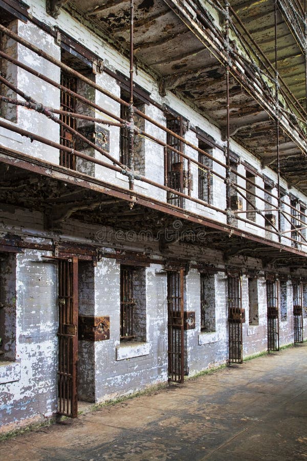 Cell Block Of The Inside Of An Old Prison Stock Photo - Image of ...