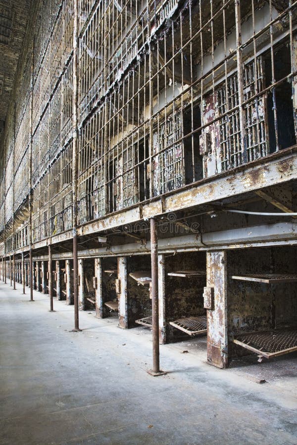 Cell Block of the Inside of an Old Prison Stock Image - Image of ...