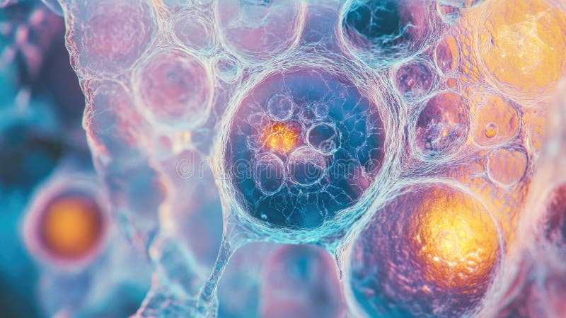 Cell Close-up Under a Microscope. Selective Focus Stock Photo - Image ...