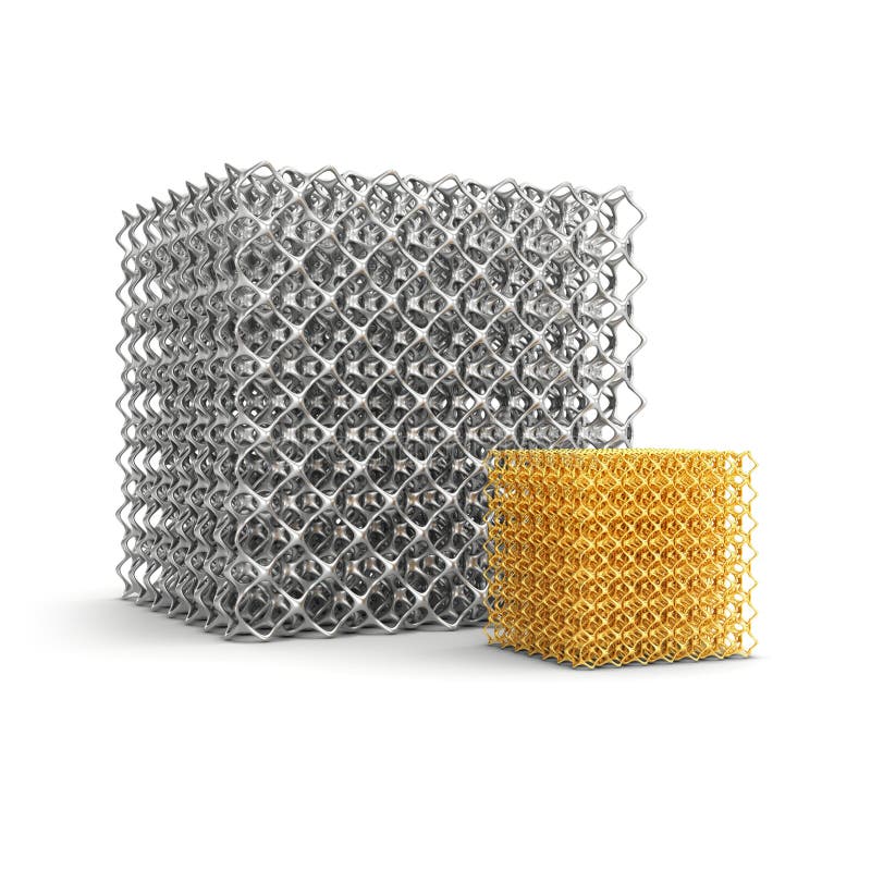 Cell Cube Made of Steel and Gold. Stock Illustration - Illustration of ...