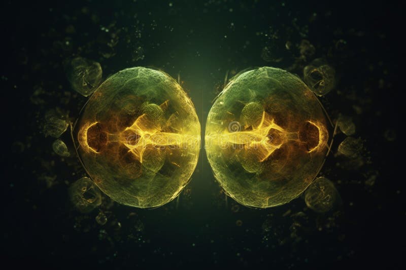 Cell Division with Dual Nuclei Stock Illustration - Illustration of ...