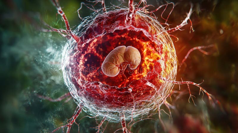 Cell Division and Growth Process Microscopic View Science Illustration ...