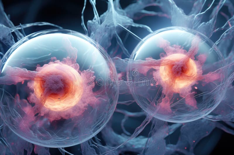 Cell Division during Mitosis Under a Microscope Stock Illustration ...