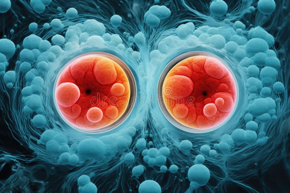 Cell Division during Mitosis Under a Microscope Stock Illustration ...