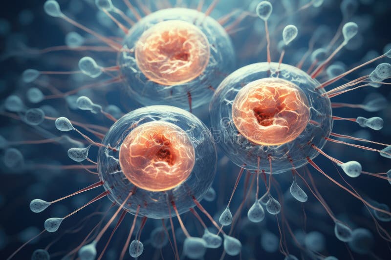 Cell Division during Mitosis Under a Microscope Stock Illustration ...