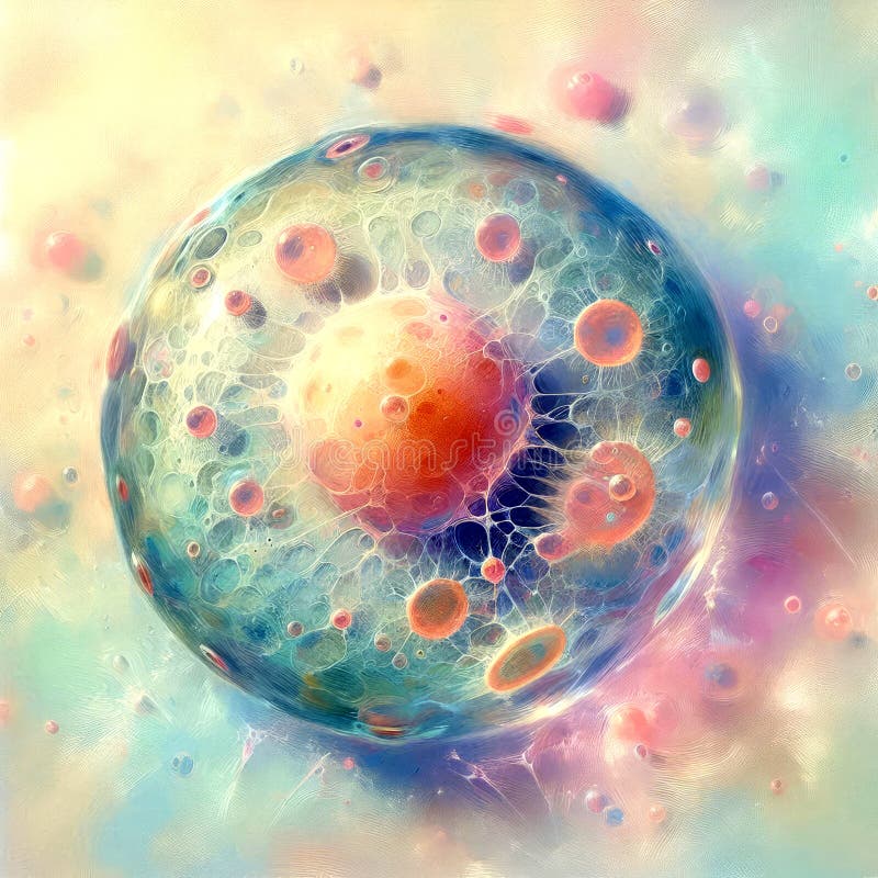 A Cell Division Process - Lone Cell Preparing To Divide Stock ...