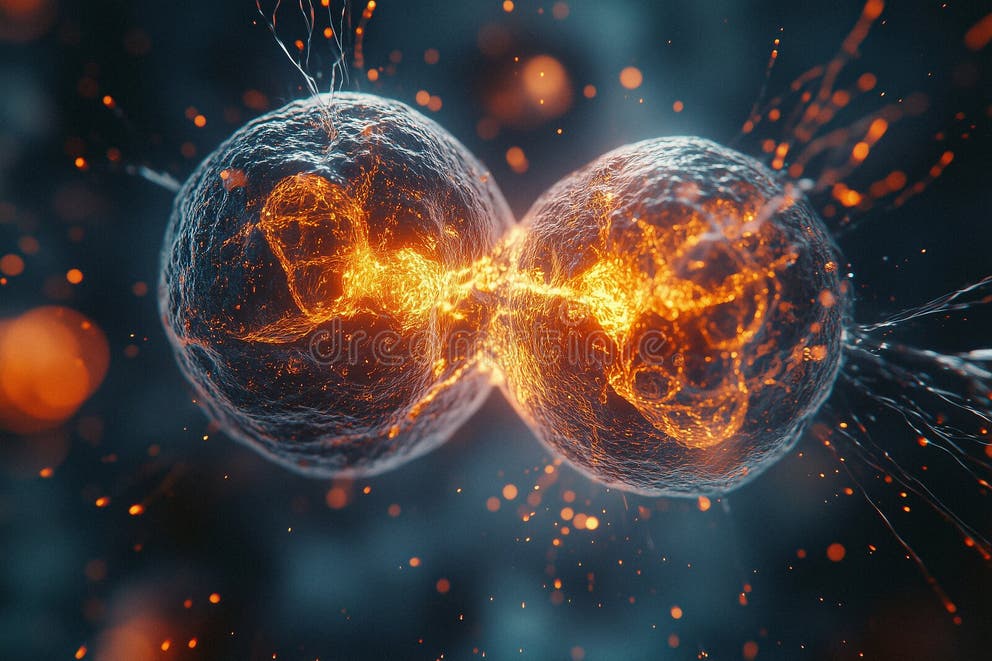 Cell Division, Translucent Layers of Two Cells Splitting Stock Photo ...