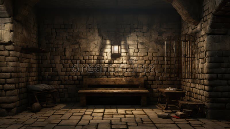 Cell Dungeon Stone Brick Wall Stock Illustration - Illustration of ...