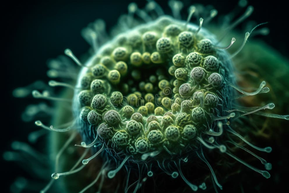 Cell Macro View. Round Microbe in Microscope View Stock Illustration ...