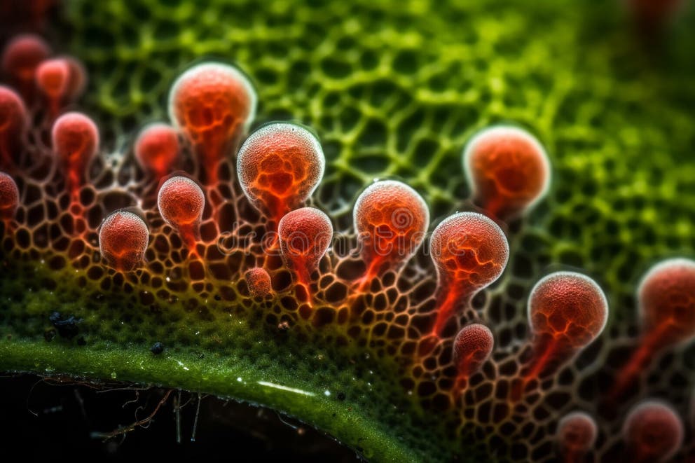 Cell Macro View. Round Microbe in Microscope View Stock Illustration ...