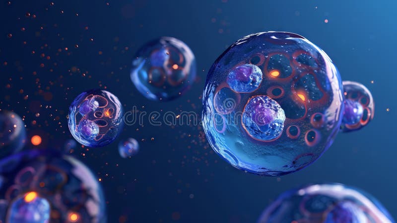 A Cell with Many Blue and Purple Cells Stock Image - Image of bubble ...