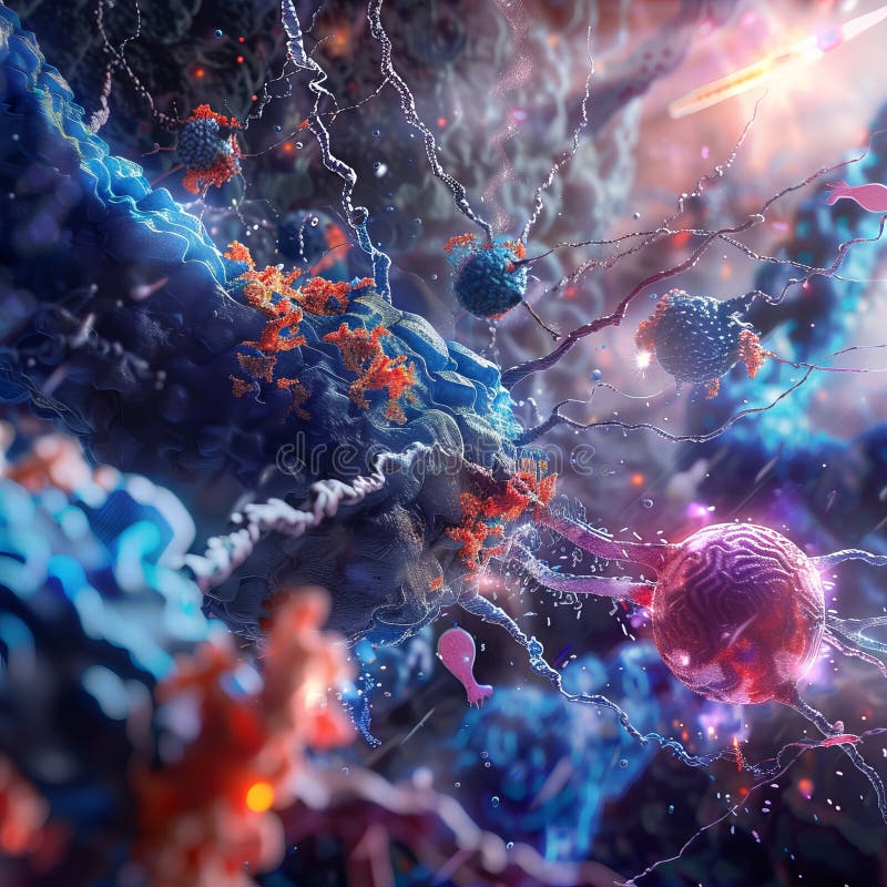 A Cell with Many Different Cells and a Blue Background Stock Photo ...