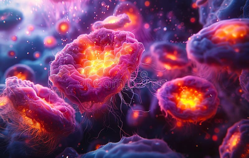 A Cell with Many Purple Cells Stock Image - Image of creature ...