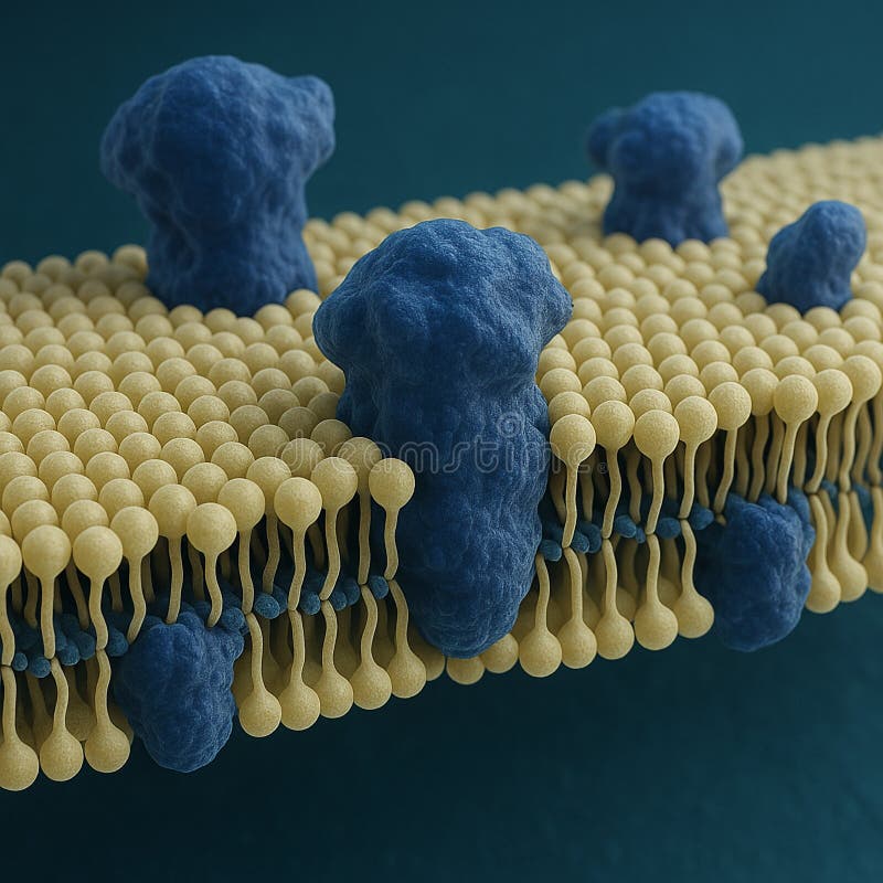 Cell Membrane Lipid Bilayer with Embedded Proteins Stock Illustration ...