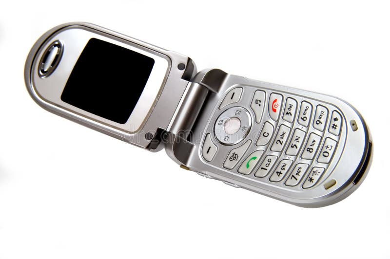 Famale Holding an Open Flip Phone Stock Image - Image of smiling ...