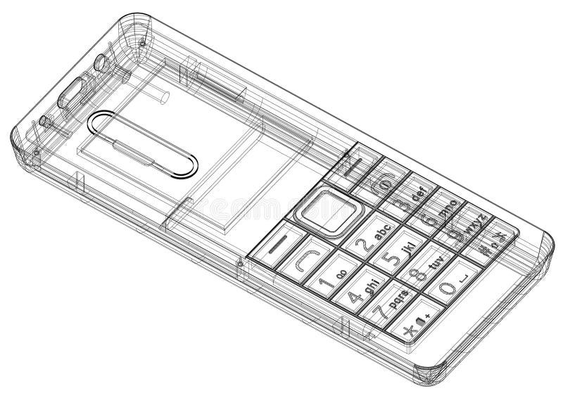 Cell Phone Architect Blueprint - Isolated Stock Image - Image of ...