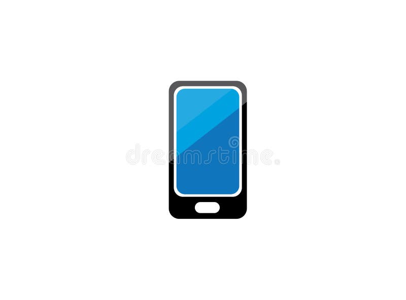Cell Phone with a Blue Screen for Logo Design Stock Illustration ...