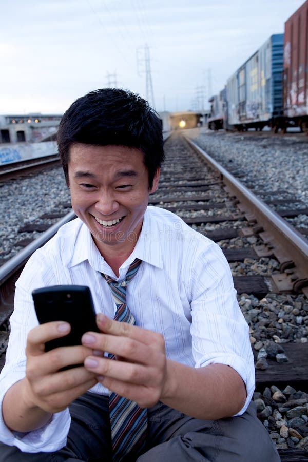 Cell Phone Call on Train Tracks Stock Image - Image of hurmor, joke ...