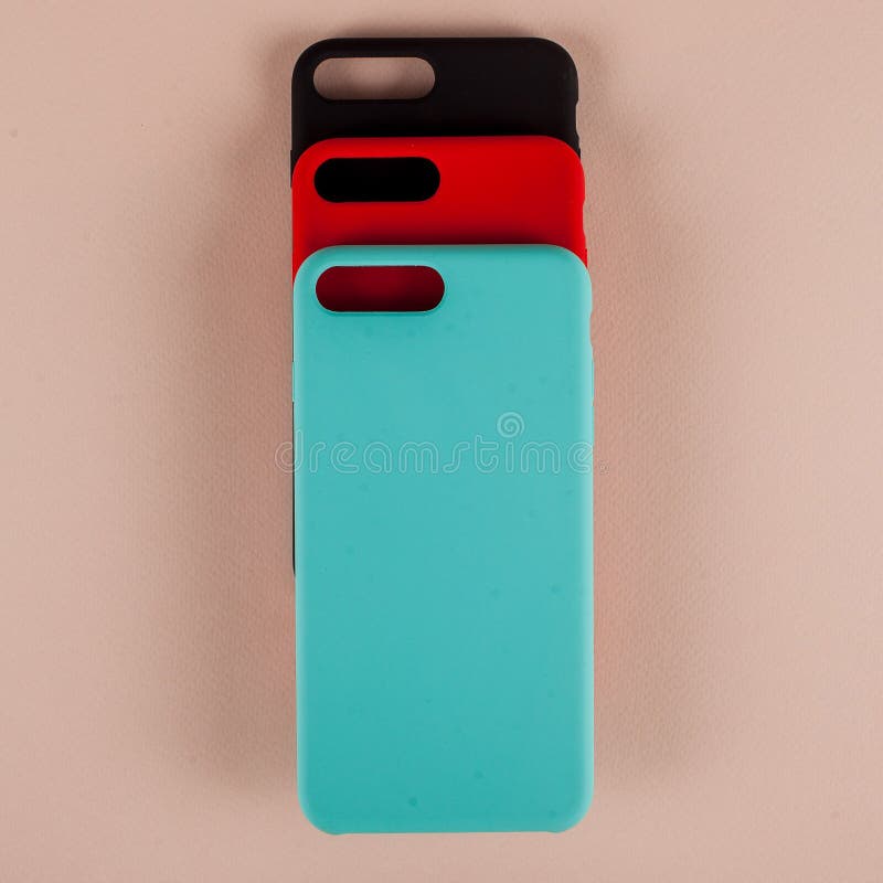 Cell Phone Case Various Colors on Beige Paper Background Stock Photo ...