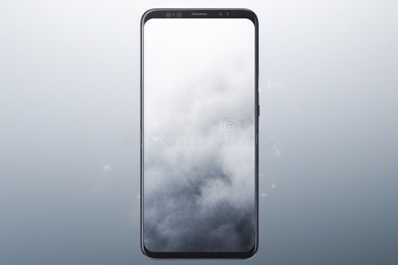 Cell Phone in Close-up View with a Picturesque Backdrop of Clouds ...