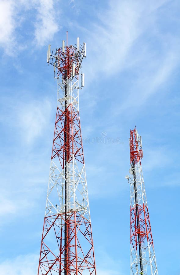 Cell Phone and Communication Towers Stock Image - Image of network ...