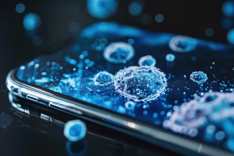 A Cell Phone is Covered in Virus and Bacteria. Stock Photo - Image of ...