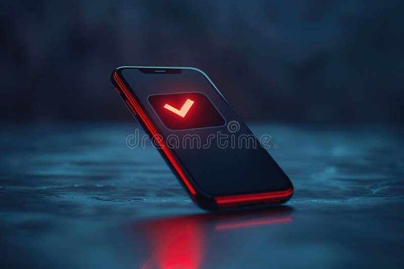 A Cell Phone Displaying a Glowing V Symbol. Perfect for Technology ...