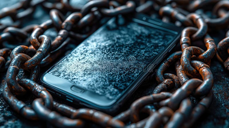 Cell Phone is Encased in Chains Stock Photo - Image of hand ...