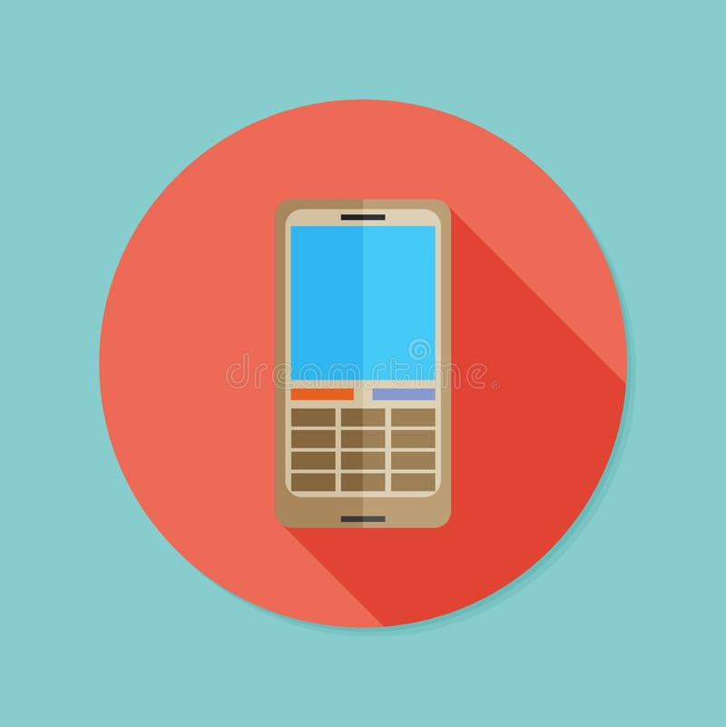 Cell Phone. Flat Icon with Long Shadow Stock Vector - Illustration of ...