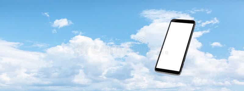 Cell Phone Floating in the Clouds Stock Image - Image of realistic ...