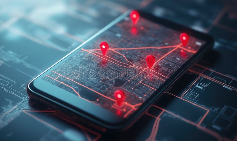 A Cell Phone with Four Red Dots on it Stock Illustration - Illustration ...