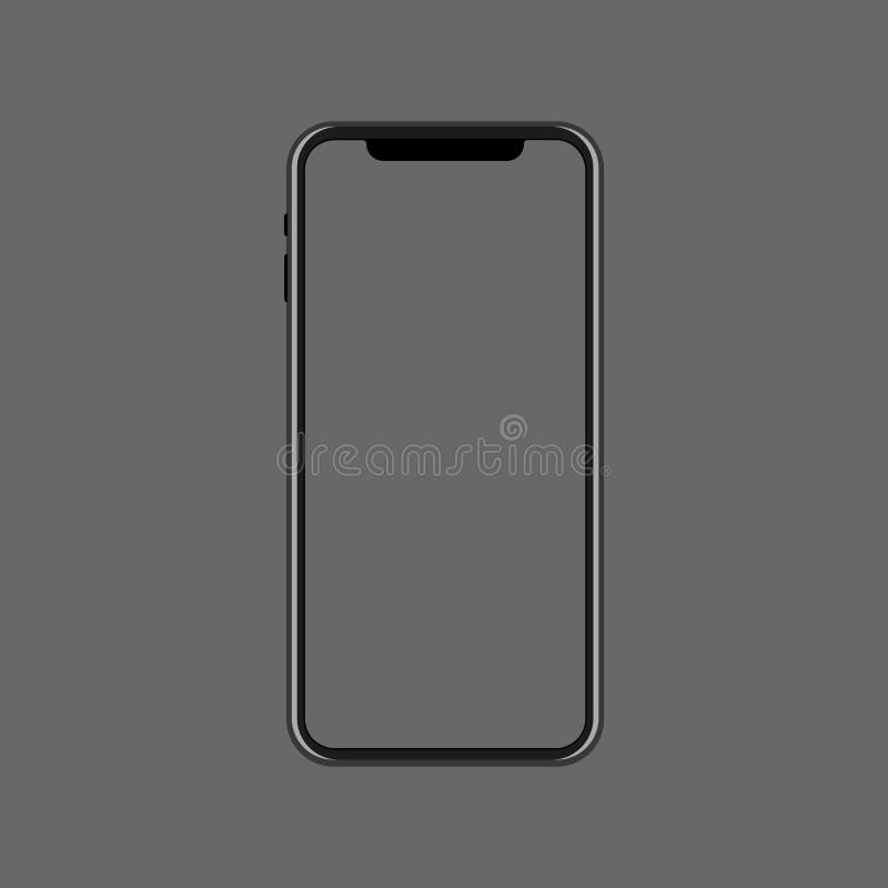 Black Smartphone Front View Frame Display Dark Background Simple Vector ...