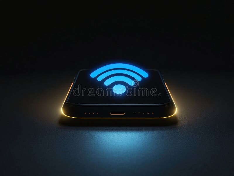 A Cell Phone with a Glowing WiFi Icon, Perfect for Illustrations about ...