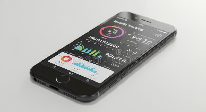 Cell Phone with Graphs and Statistics Generated in AI Stock ...