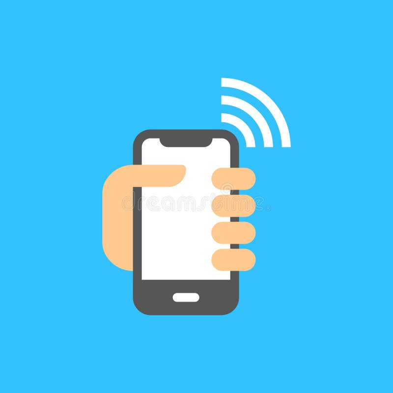 Cell Phone in Hand with WiFi Symbol Vector Icon Stock Vector ...