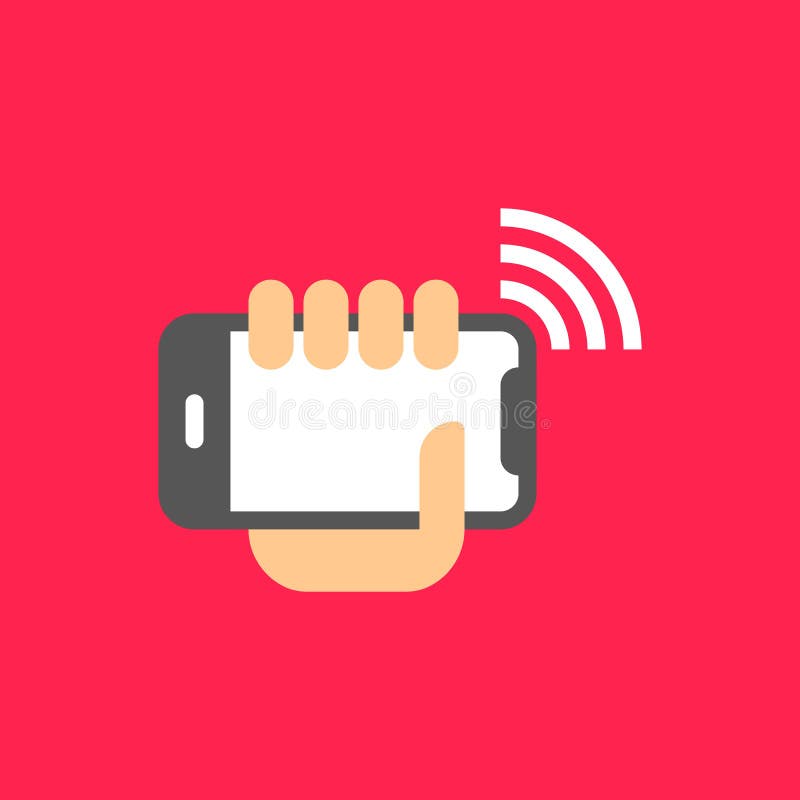 Cell Phone in Hand with WiFi Symbol Vector Icon Stock Vector ...